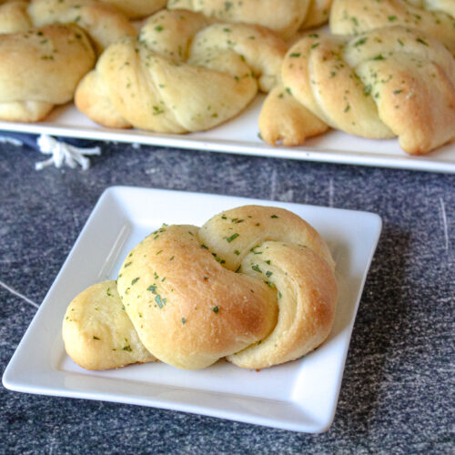 Bread Machine Garlic Knots - Baked Broiled and Basted