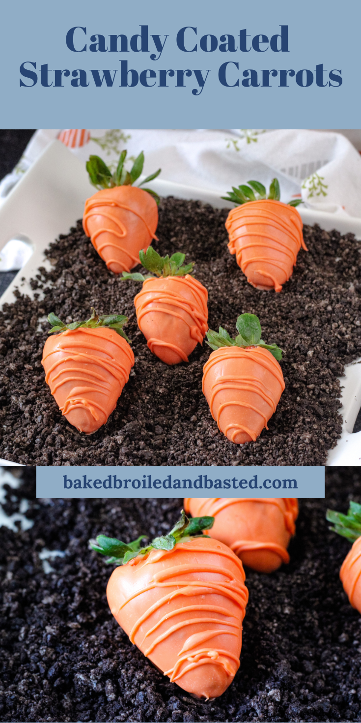 Candy Coated Strawberry Carrots - Baked Broiled and Basted