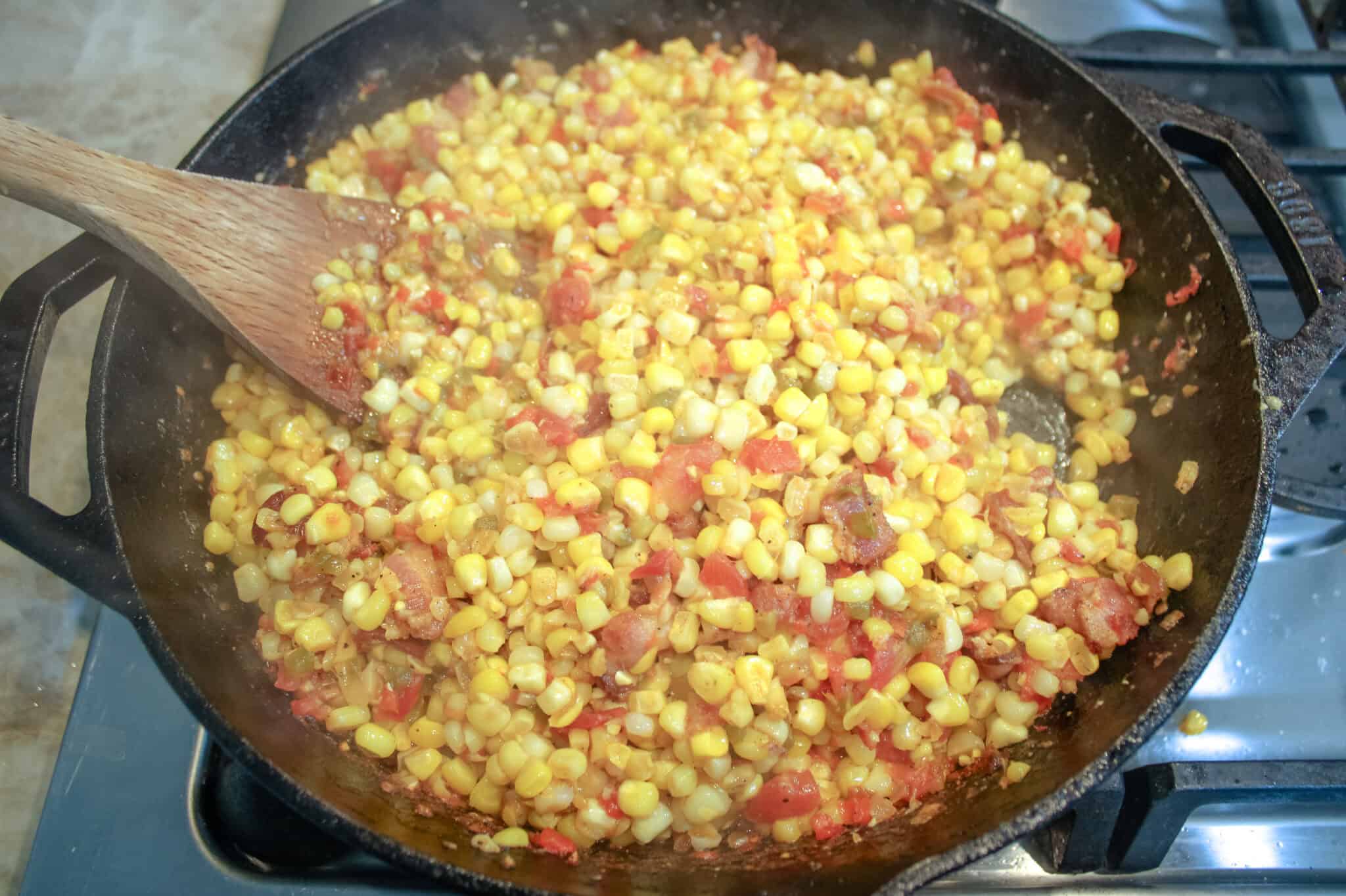 Corn Maque Choux - Baked Broiled and Basted